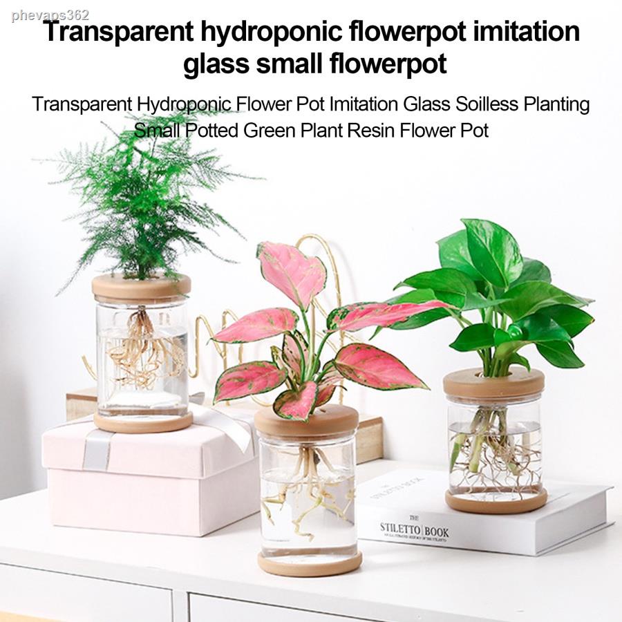 【HG】Transparent Hydroponic Flower Pot Imitation Glass Soilless Planting ...