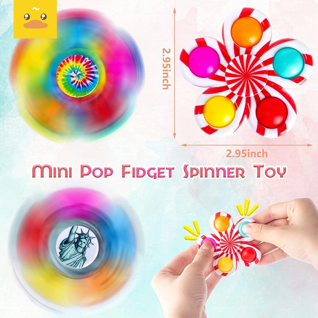 【1YOU DUCK】Pop Fidget Spinners Pop It Tie Dye Simple Dimple Fidget Toys ...