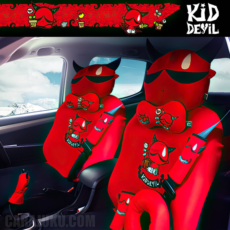 หุ้มเบาะรถ แบบผ้า คิดเดวิล Kid Devil (Kid Devil 06) โทนสีแดง #ชุดหุ้ม ...