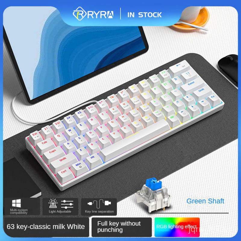 RYRA RGB Mini Mechanical Keyboard USB คีย์บอร์ดเกมแบบมีสายสีเขียว/สีแดง ...