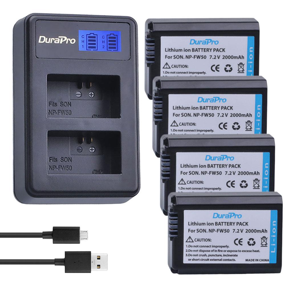 DuraPro 2000MAh NP-FW50 NP แบตเตอรี่ FW50 LCD Dual USB Charger สำหรับ ...