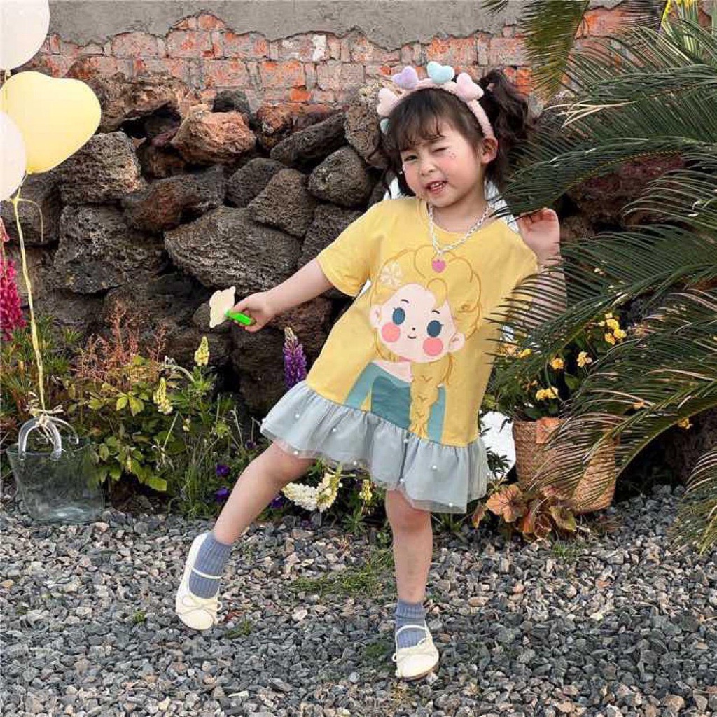 PRINCESS KESLI เดรสเด็กหญิง สไตล์เกาหลี ชุดเจ้าหญิง การ์ตูนน่ารักระบาย ...