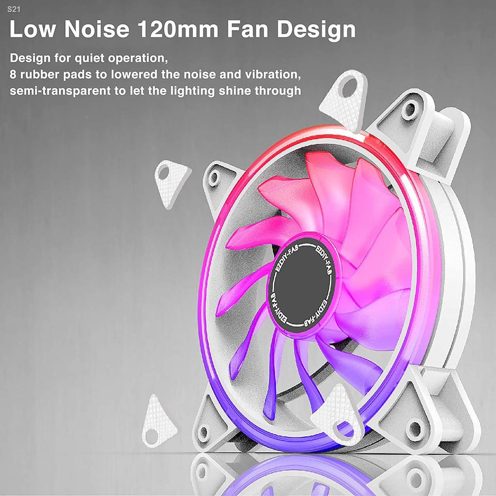 EZDIY-FAB White Moonlight 120mm ARGB PWM Case Fan with RGB PWM Fan Hub ...