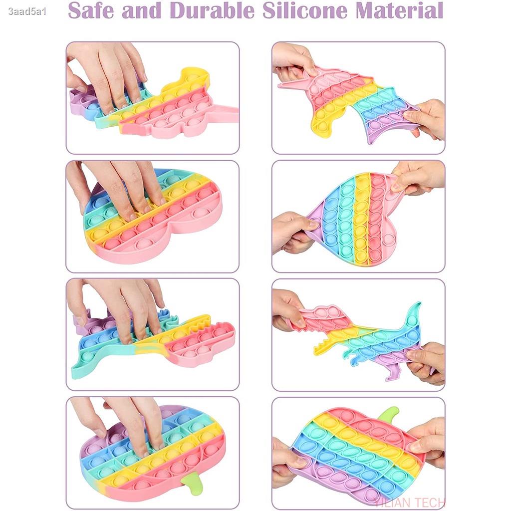 Rainbow Cute Pop It Toy with Popping Sound Rainbow Square Push Bubble ...