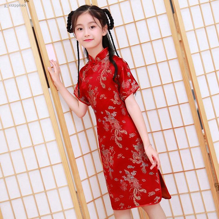 Raya 2022 Cheongsam Dress Kids Floral Embroidery Stand Collar Short ...