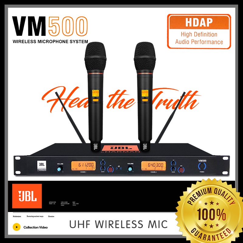 JBLไมโครโฟน ไมโครโฟนไร้สาย ไมโครโฟน VM-500 ระยะรับสัญญาณยาวมาก พลังดูด ...
