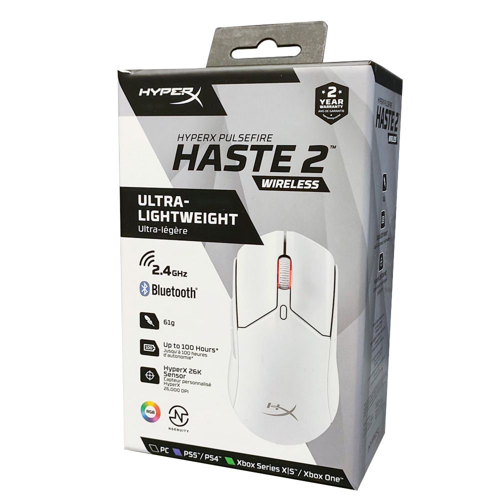 HyperX Pulsefire Haste 2 Wireless Gaming Mouse (White) - 26000 DPI ...