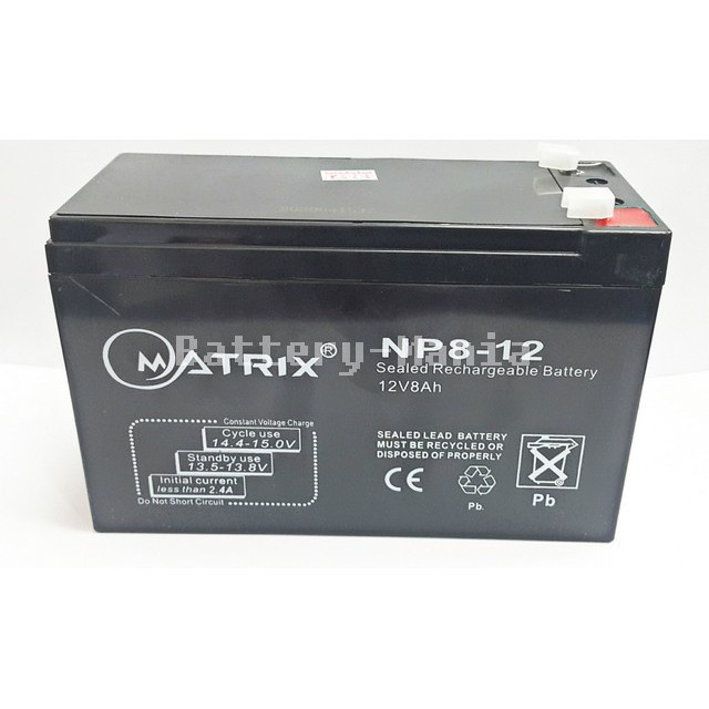 แบตเตอรี่เครื่องสำรองไฟ UPS SLA Matrix Battery 12V 8AH รับประกัน 1 ปี ...