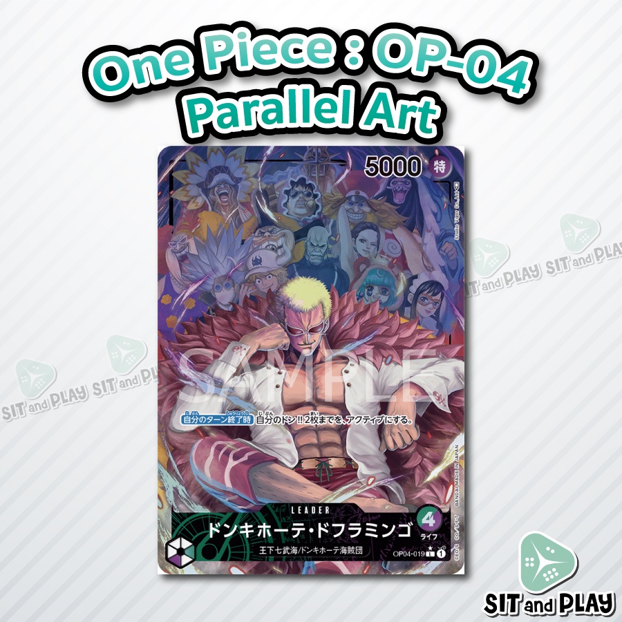 Donquixote Doflamingo ระดับ PA [OP04-019 L] Leader เขียว/ม่วง - One Piece Card Game | Shopee ...