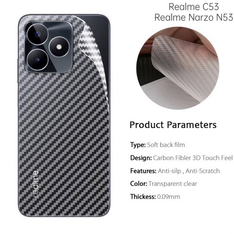 ฟิล์มเคฟล่าหลัง Kevlar For OPPO RealmeC51 RealmeC53 RealmeC55 Carbon ...