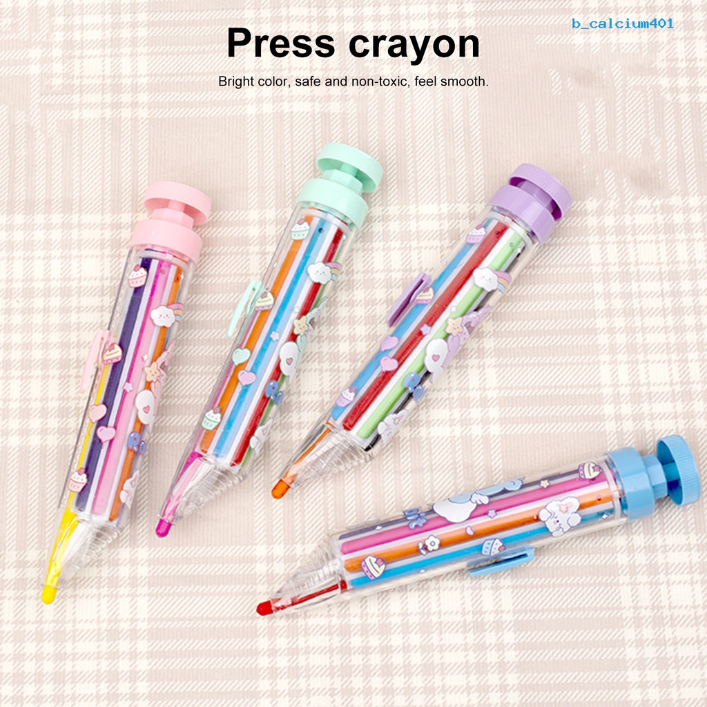 Calciwj Drawing Pen 8-in-1 Rotate Multi-color Crayons Non-dirty Hand ...