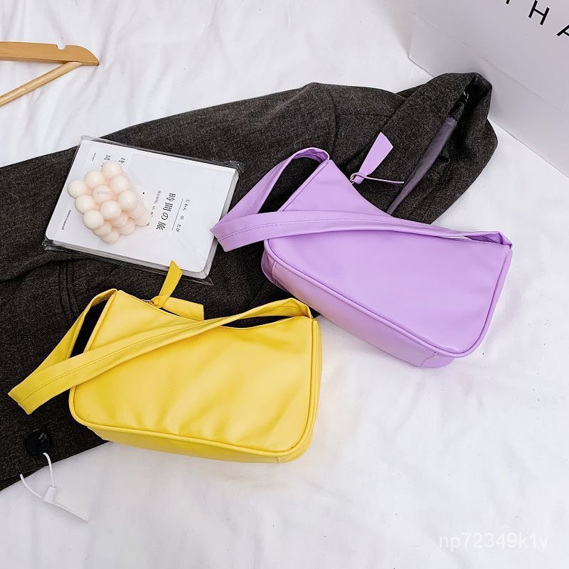 คุณภาพสูง French Style bag female purple axillary shoulder handbag ...