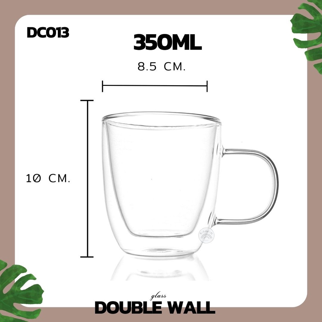 แก้วน้ำ สองชั้น DOUBLE WALL Glass (80-400 ml) สามารใส่น้ำร้อนได้ร้อน ใส่น้ำเย็นได้เย็นได้ 2 ชั้น ...