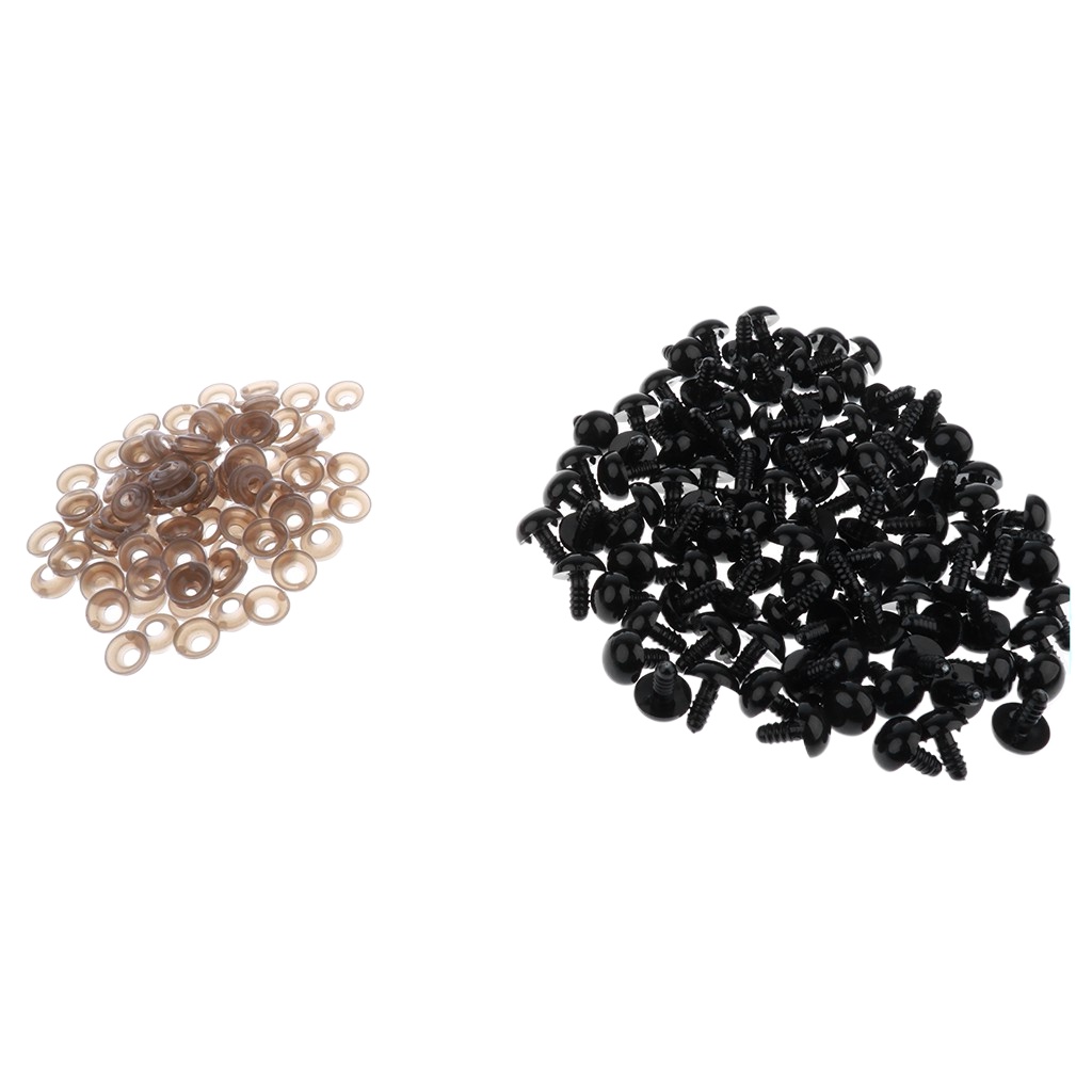 ☄ Romanful 100x 12mm Safety Screw Eyes Buttons with Washers Doll Puppet ...