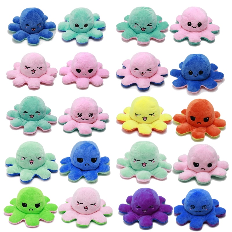 ๑TIKTOK Viral Reversible Double-sided Flip Plush Angry Octopus Doll ...