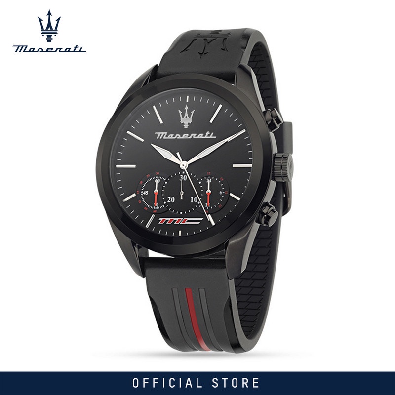 【2 Years Warranty】 Maserati Traguardo 45mm Black Silicone Men's Quartz ...