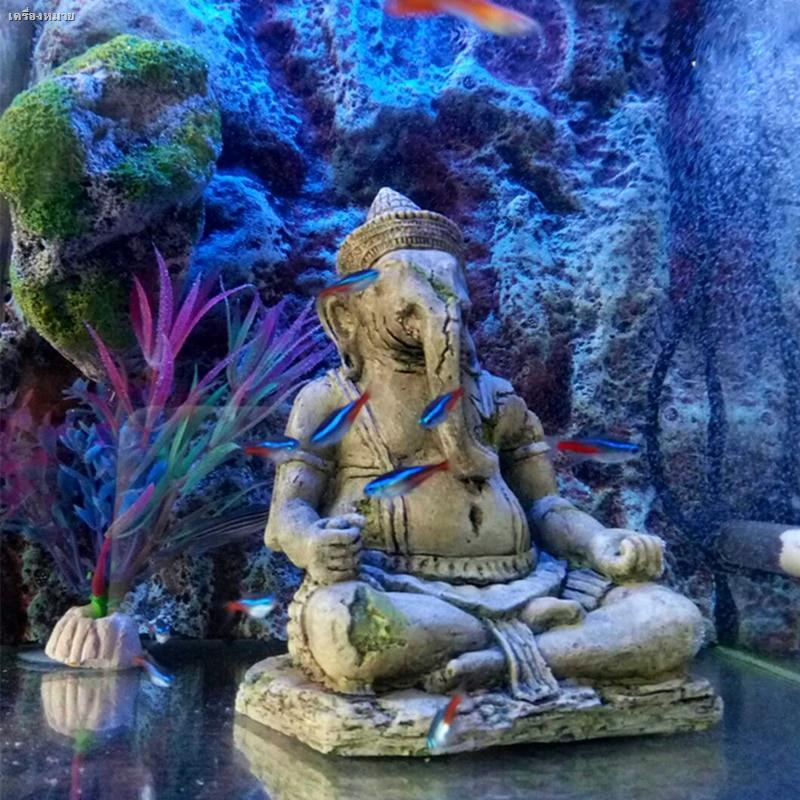 Artificial Elephant Head Buddha Aquarium Decoration Fish Tank Sitting ...