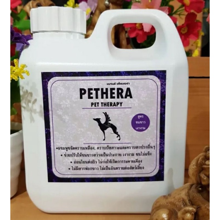 Pethera แชมพูขนขาว ขจัดคราบเหลือง 1ลิตร | Shopee Thailand