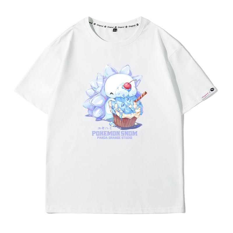 Pokémon Anime เสื้อยืดการ์ตูนอนิเมชั่นมังงะ Snom Pokémon เสื้อยืดผ้า ...