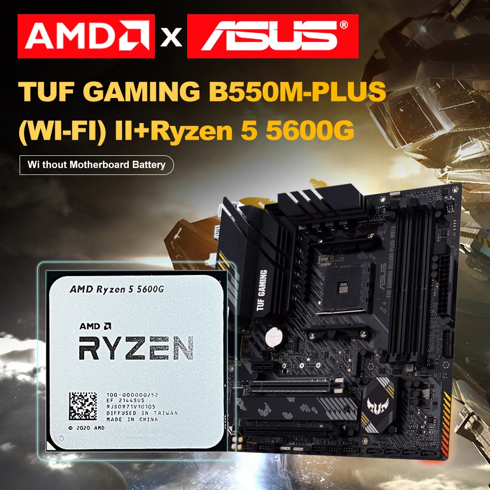 ใหม่ เมนบอร์ด AMD Ryzen 5 5600G R5 5600G Cpu และ ASUS TUF GAMING B550M PLUS (WI-FI) II Micro-ATX ...