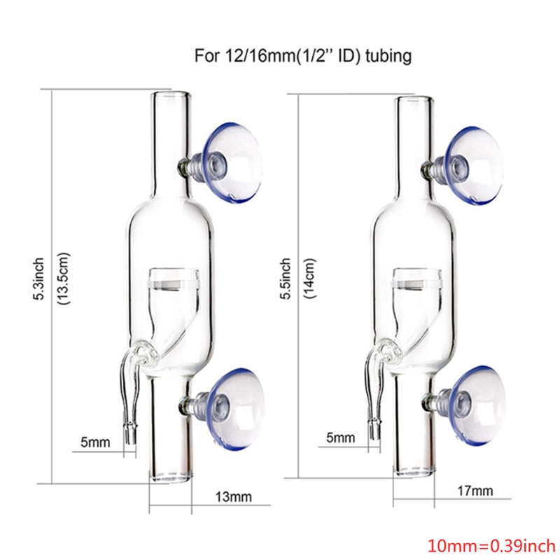 Aoto Glass Inline CO2 Diffuser for Aquarium Planted Tank Convenient Fix by Suction Cups 80% CO2 ...