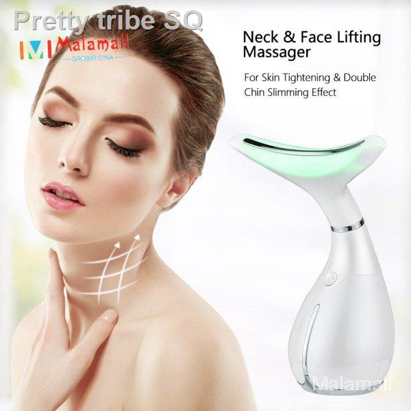 LED Photon Neck Massager EMS Thermal Neck Facial Lifting EMS Gel Skin Tighten Electric Micro ...