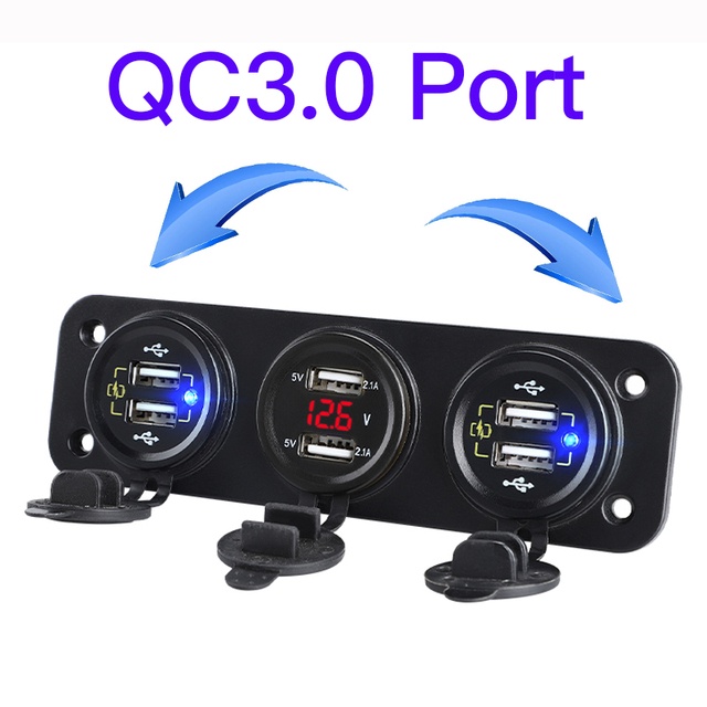 12 Volt Usb Charger Multiple QC3.0 Fast Charge For Camper 12V Square ...