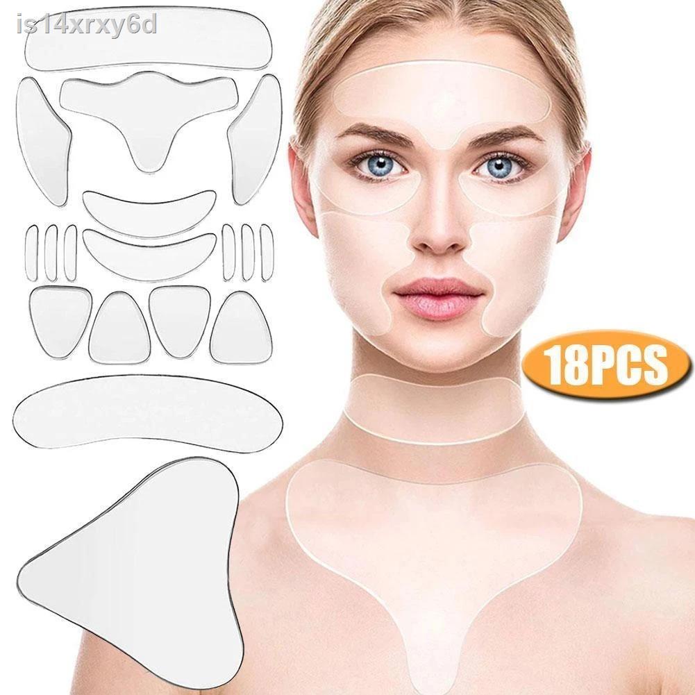 18Pcs Silicone Face Forehead Cheek Chin Sticker Anti-wrinkle Face Eye ...
