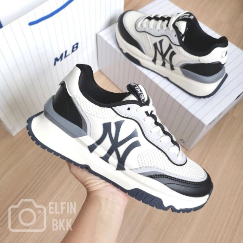 ☈รุ่นใหม่ MLB Chunky Runner รองเท้าผ้าใบ สีขาว NY/B Bostonรองเท้าผ้าใบ ...