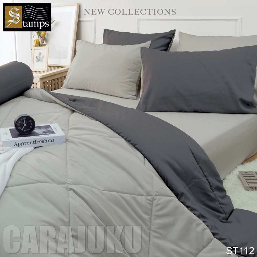 STAMPS ชุดผ้าปูที่นอน 5ฟุต 6ฟุต สีเทา ทูโทน Moonstruck ST112 #แสตมป์ส | Shopee Thailand