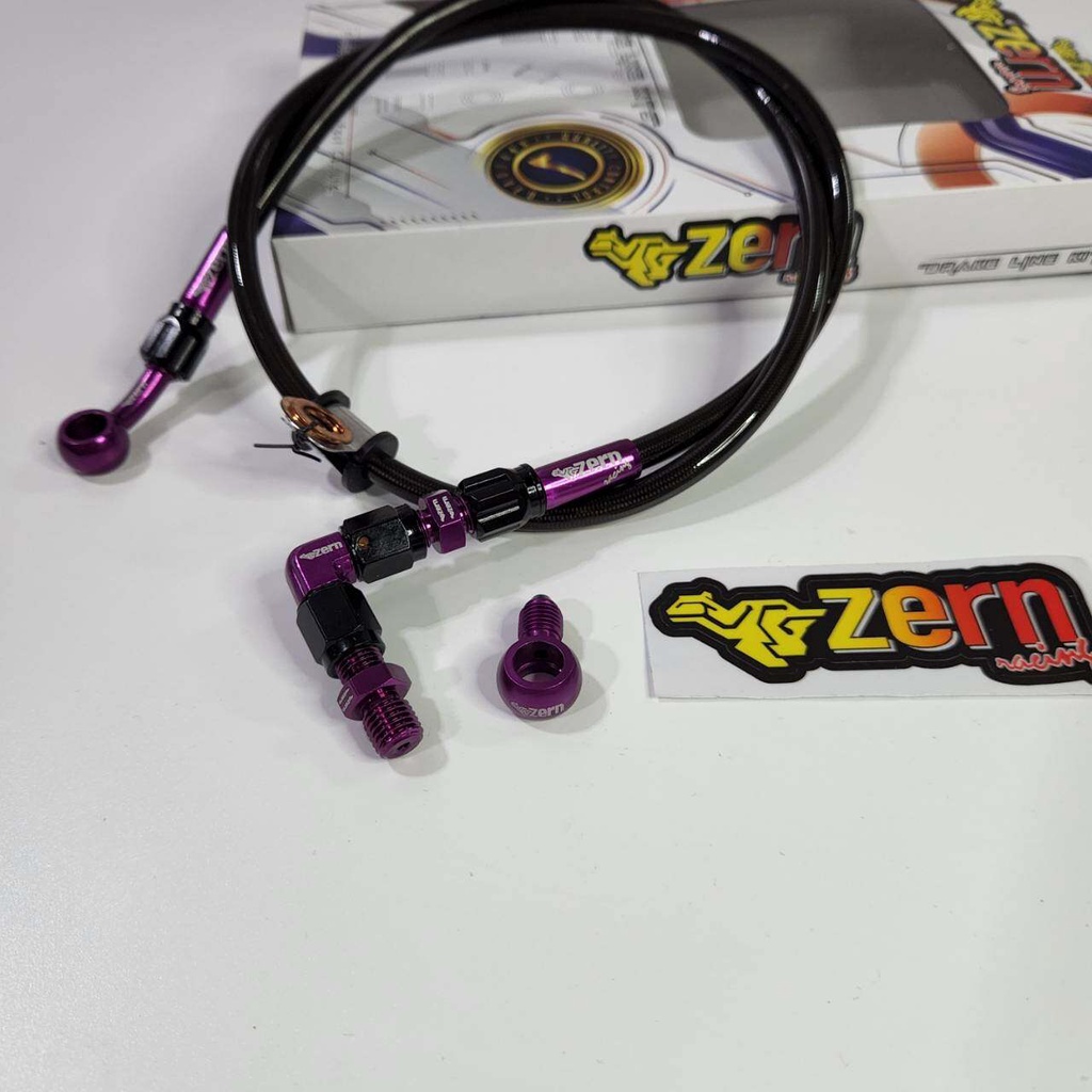 ZERN **แท้** หัว90 สีม่วง + หัวกลม ใส่ปั๊มเม้า ปั๊มด้วง ได้ สายเบรค 36 นิ้ว เวฟ110i , เวฟ125 ...