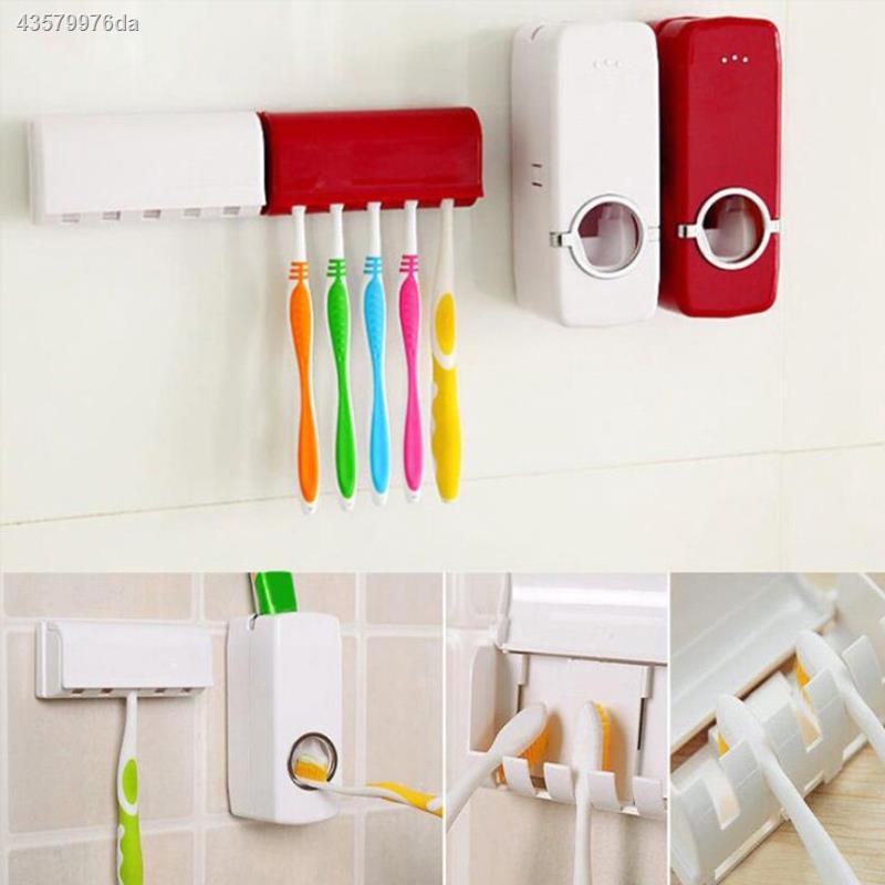 （Buy 2 Save 6%)Auto Toothpaste Squeezer Dispenser +5 Toothbrush Holder ...
