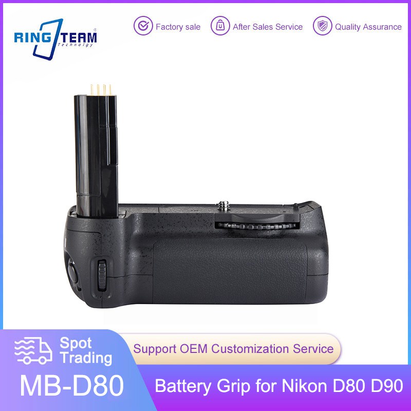 ด้ามจับแบตเตอรี่ MB-D80สำหรับกล้องดิจิตอล SLR D90 D80 Nikon ใช้ ...