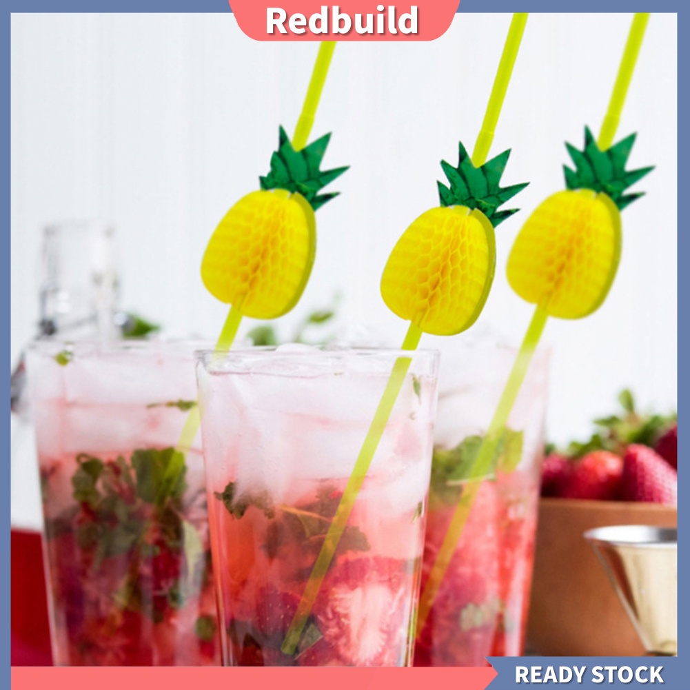 (redbuild) หลอดดูดเครื่องดื่มค็อกเทลลายสับปะรด 3D 10ชิ้น | Shopee Thailand