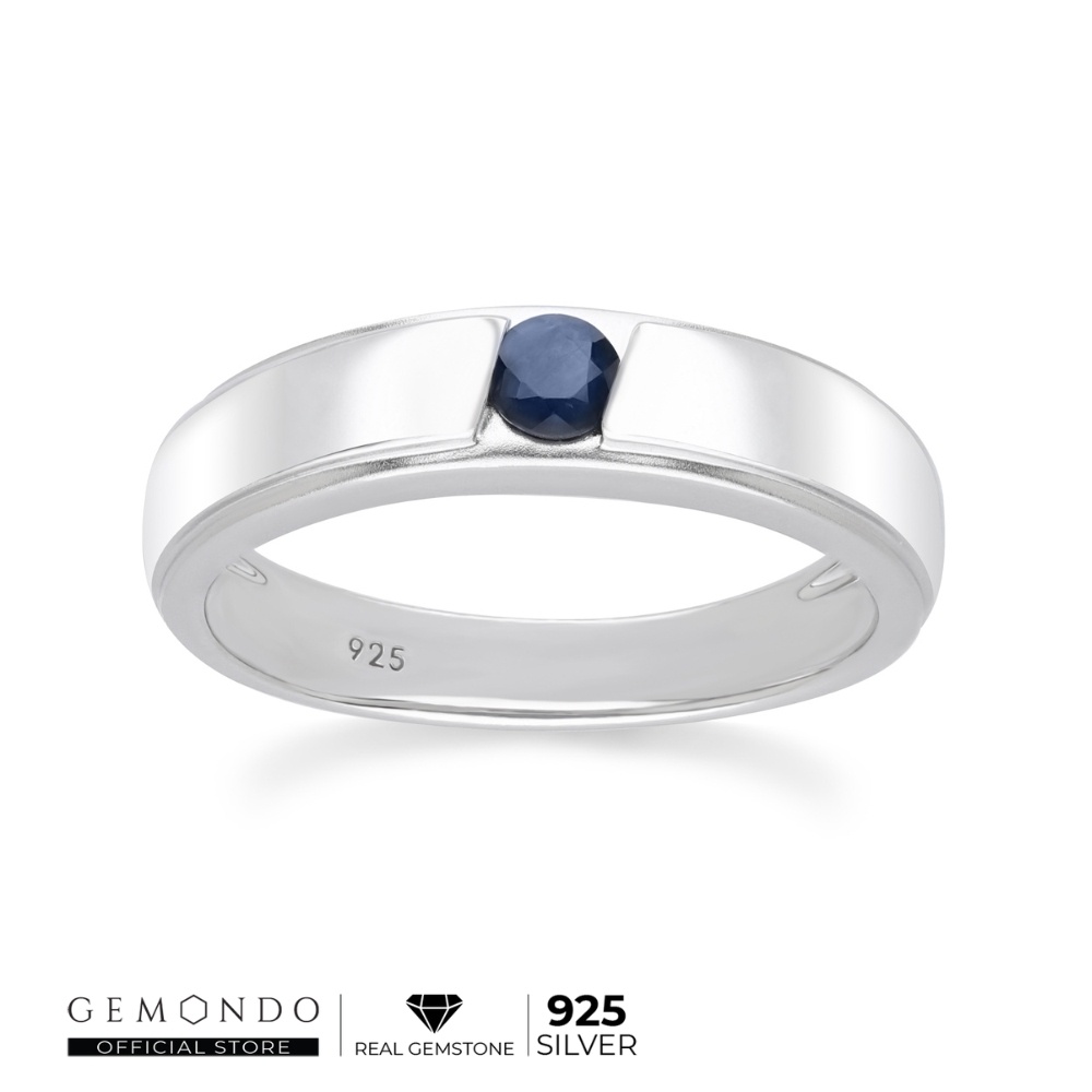 Gemondo แหวนเงินแท้ 925 Sterling Silver ชุบโรเดียม ประดับไพลิน (Blue Sapphire) ขนาด 3.5 มม. ...
