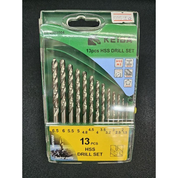 Keiba ดอกสว่าน เจาะเหล็ก/ไม้ HSS สีขาว 13ตัวชุด มิล 1.5-6.5mm KE-2503004 | Shopee Thailand
