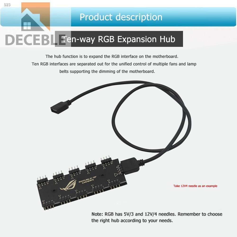 5v 3pin/ 12V 4Pin RGB Synchronization HUB Splitter 1 to 10 RGB SYNC ...