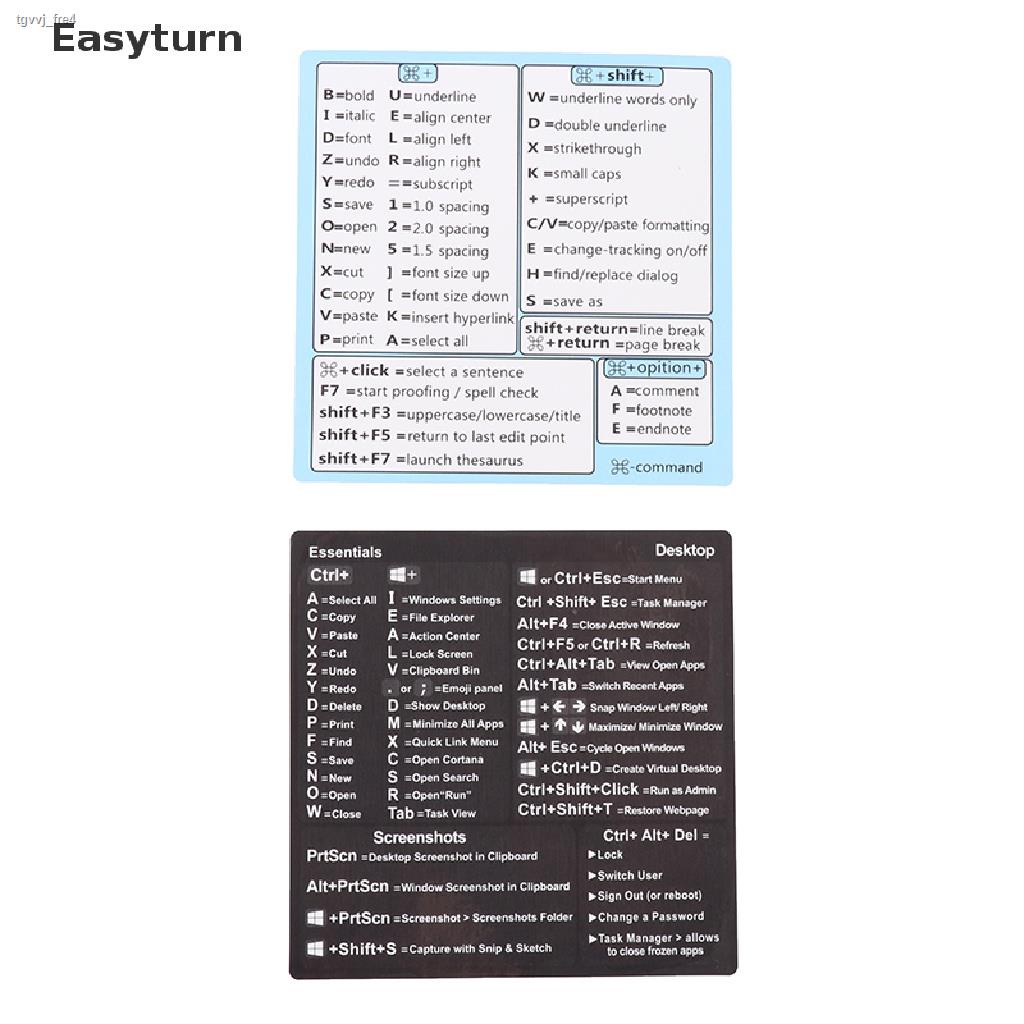 Easyturn Windows PC Reference Keyboard Shortcut Sticker Adhesive for PC ...