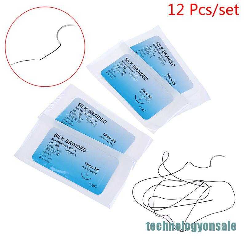 [technology]12Pcs Medical Needle Suture Silk Braided Monofilament ...