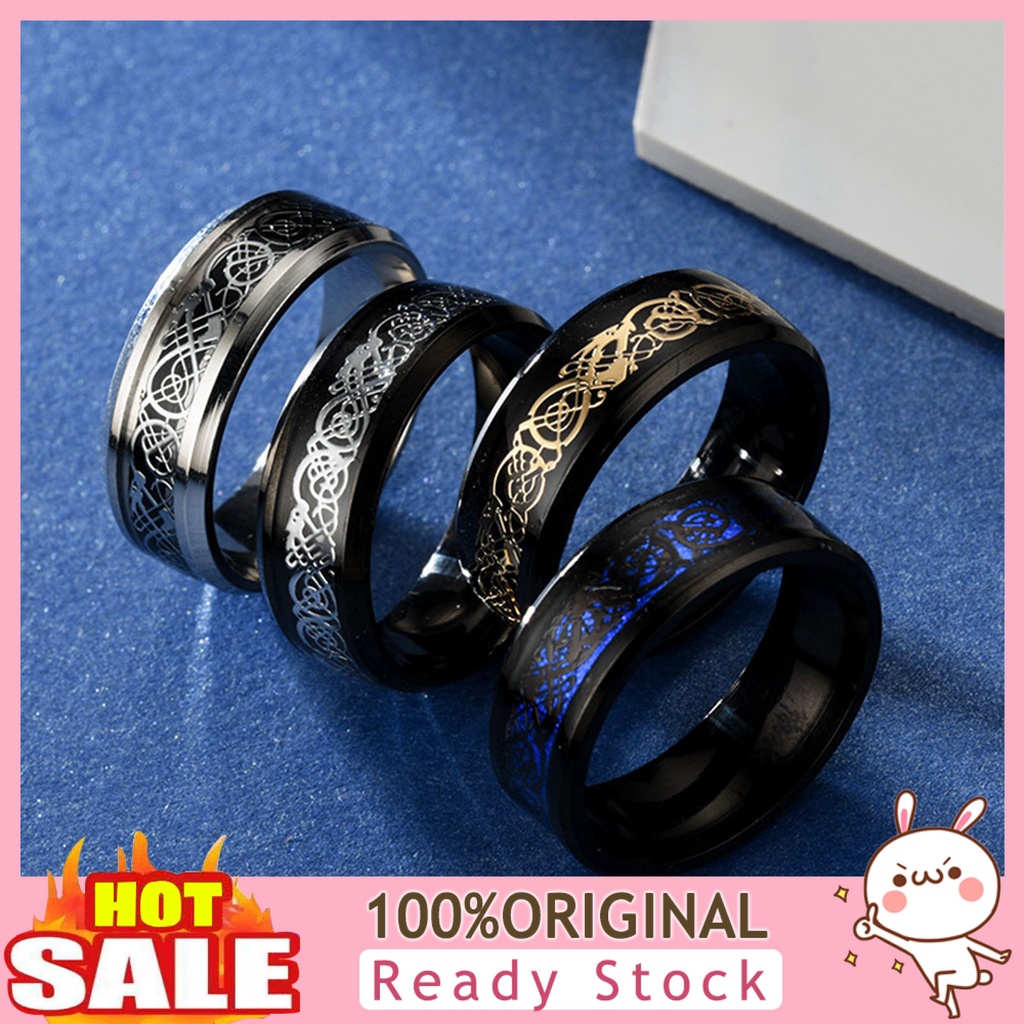 [B_398] Men Ring Glossy Simple Accessory Dragon Pattern Ring for Dating ...
