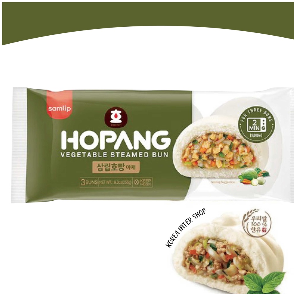 ซาลาเปาเกาหลีโฮปังสอดไส้ถั่วแดงบดและไส้ผักรวมแช่แข็ง samlip hopang ...