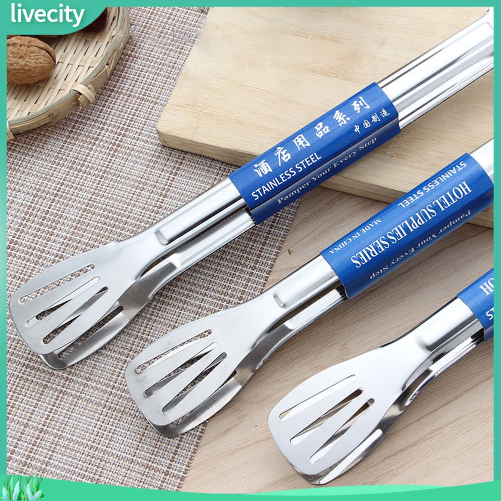 {livecity} 23/29/33cm Portable Stainless Steel Fruit Steak Food Clip Barbecue BBQ Tongs | Shopee ...