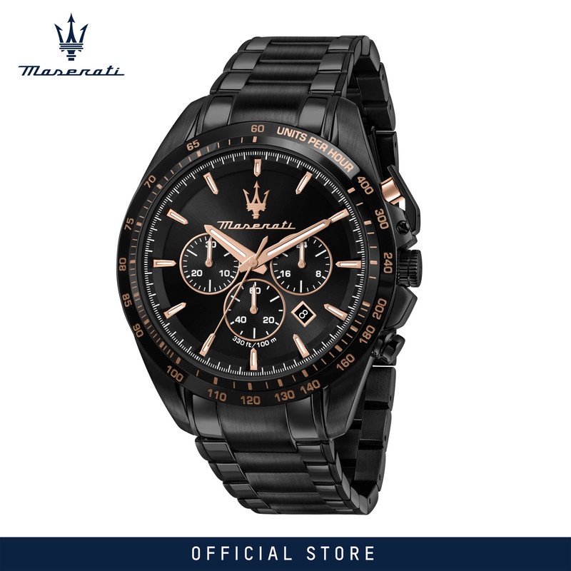 【2 Years Warranty】 Maserati Traguardo 45mm Black Sunray Dial Men's ...