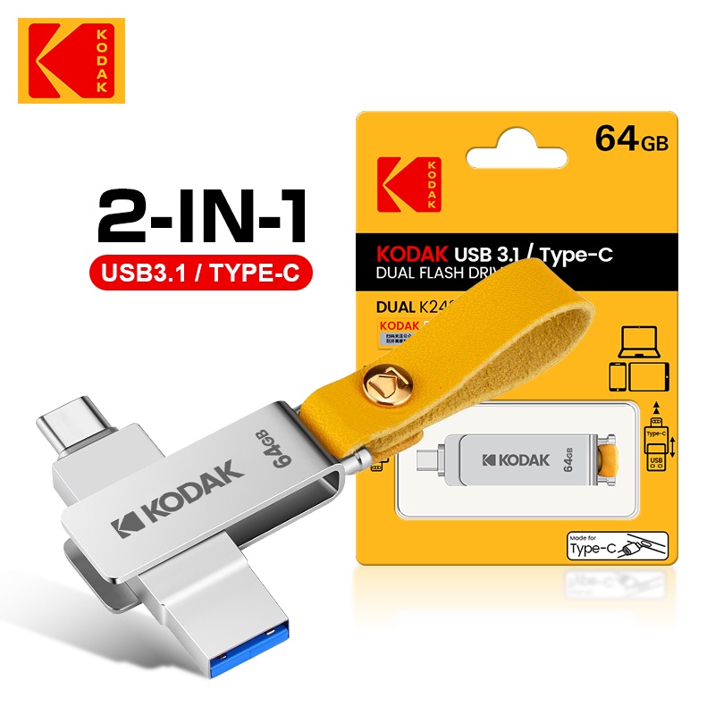 Kodak K243C Metal USB Flash Drive OTG Type C Pen Drive 32GB 64GB 128GB ...