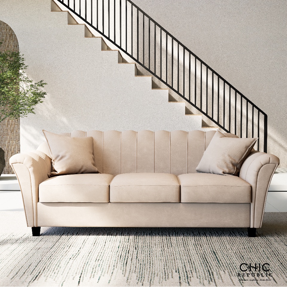 CHIC REPUBLIC CUSHY/3,โซฟา 3 ที่นั่ง - สี ครีม , เทาเข้ม | Shopee Thailand
