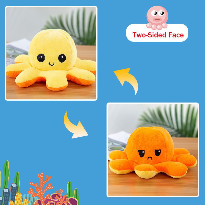 20/30/40cm Double-Sided Flip Reversible Octopus Plush Toy Marine ...