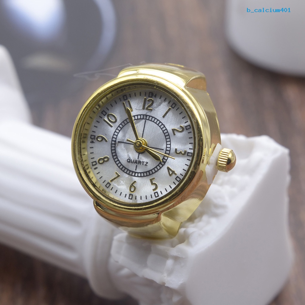 Calciumps Watch Ring Decorative Clear Dial Jewelry Clock Quartz Analog ...