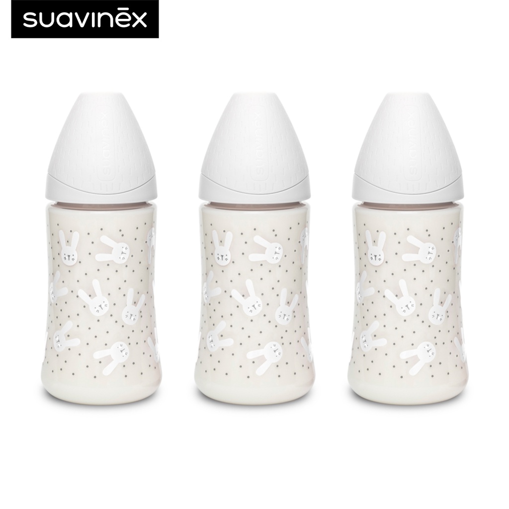 Suavinex (แพ็ค 3 ชิ้น) ขวดนม ลาย HYGGE รุ่น Premium PA polyamide wide neck bottle round teat ...