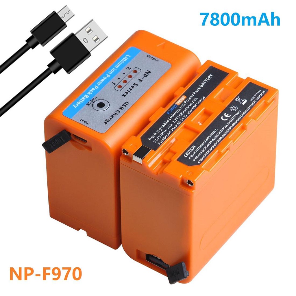 Powertrust 7800MAh NP-F970 MC1500C NPF960แบตเตอรี่ NPF970พร้อมเอาต์พุตชาร์จ USB สำหรับ Sony DCR ...