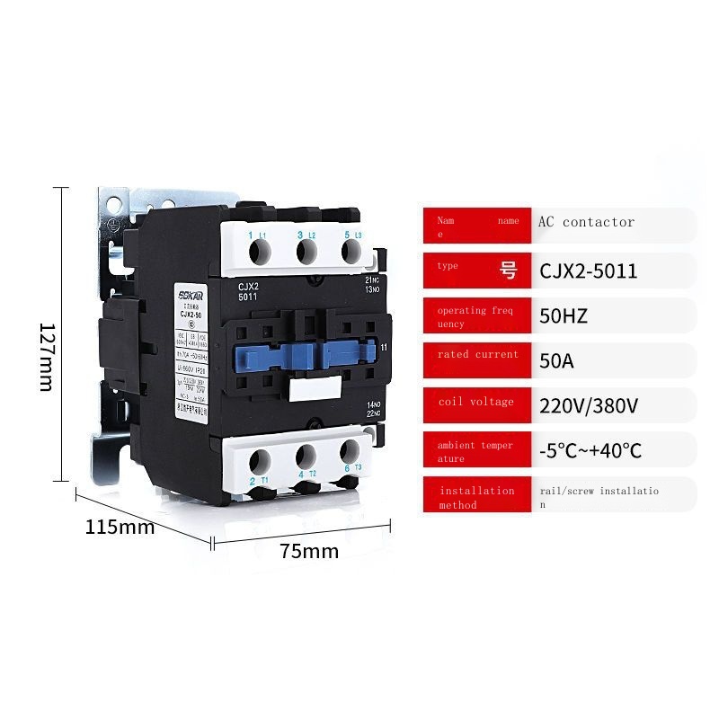 ☊ คอนแทค AC แบบเปิดครั้งแรก CJX2-4011 5011 6511 8011 9511 สามเฟส 380v รายการเดียว 220v | Shopee ...